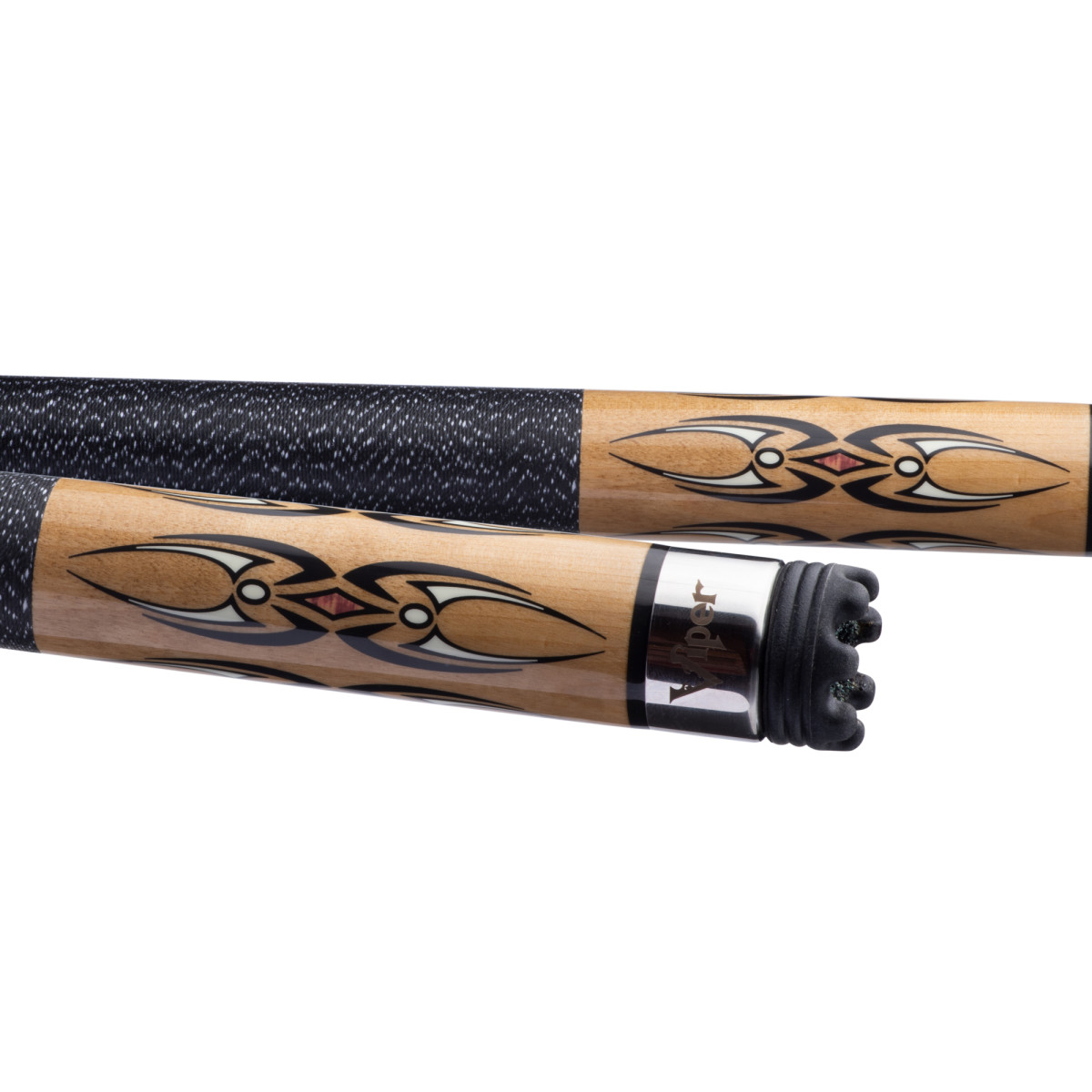 Viper Sinister Black and White Wrap with Brown Stain Billiard/Pool Cue ...