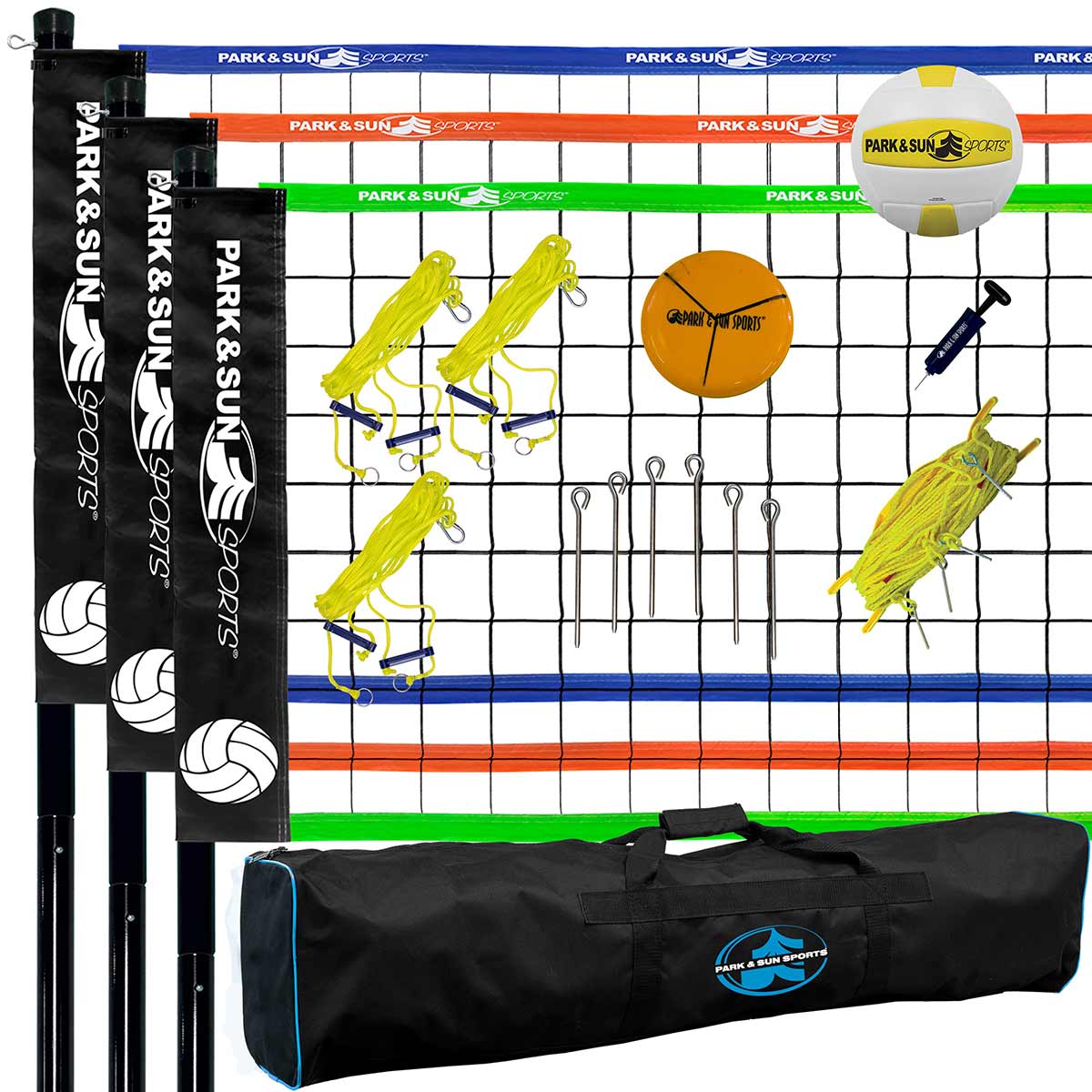 TRI-BALL FUN SET (3-Way Volleyball Net / 8 Ft Nets)